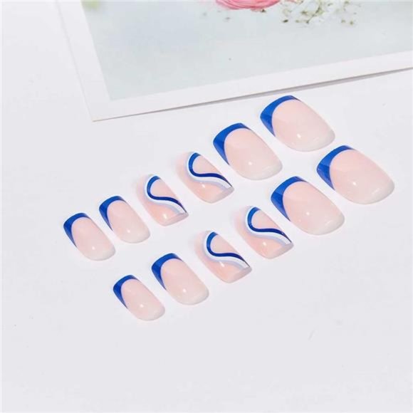 Other | Foccna Square Press On Nails Acrylic French Fake Nails Short ...